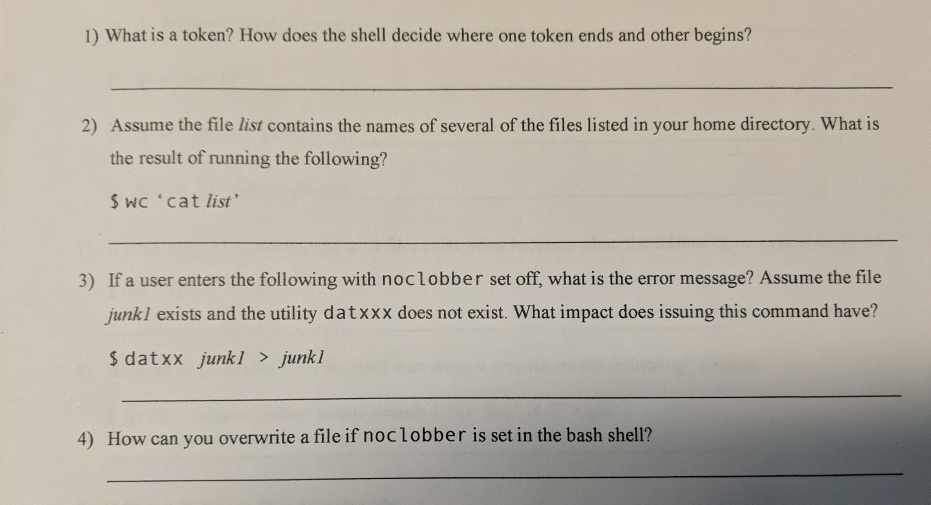 Solved 1) What is a token? How does the shell decide where | Chegg.com