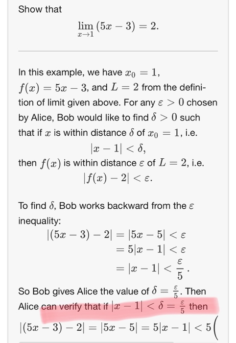 Solved In the following calculus proof below highlighted in | Chegg.com