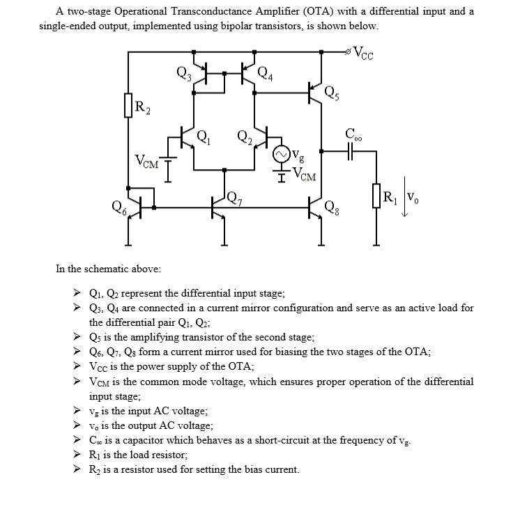 Solved I have the following Operational Transconductance | Chegg.com