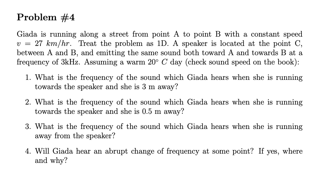 Solved Problem #4 Giada is running along a street from point | Chegg.com
