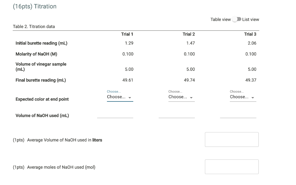 Solved: Data And Report Submission - Titration: Determine ... | Chegg.com