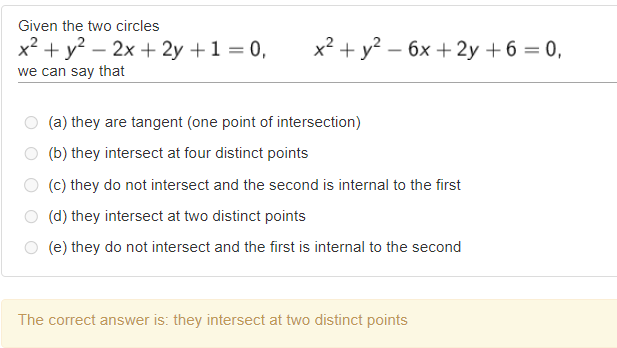 Solved Given the two circles | Chegg.com