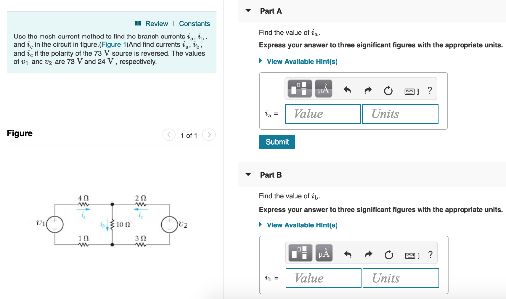 Solved Part A Review| Constants Find the value of ia Use the | Chegg.com