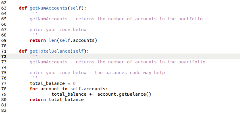 Solved def getNumAccounts(self):'''getNumAccounts - ﻿returns | Chegg.com