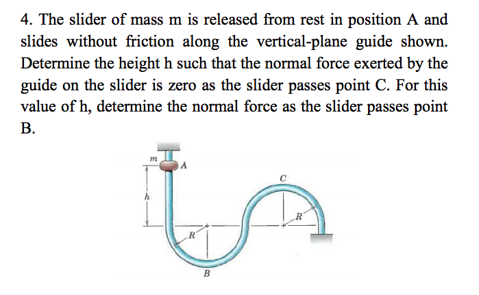 Solved 4. The slider of mass m is released from rest in | Chegg.com