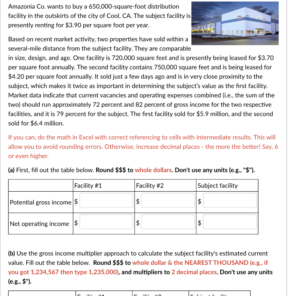 Amazonia Co. wants to buy a 650,000-square-foot | Chegg.com