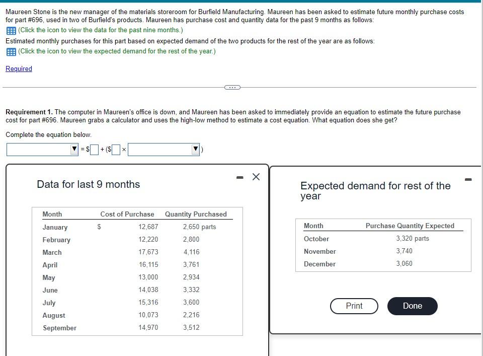 Solved Maureen Stone is the new manager of the materials | Chegg.com