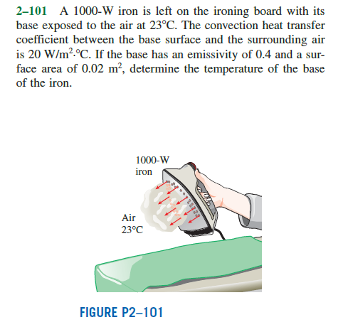 Solved 2-101 A 1000−W iron is left on the ironing board with | Chegg.com