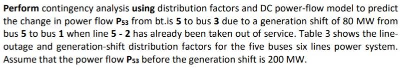 Perform contingency analysis using distribution | Chegg.com