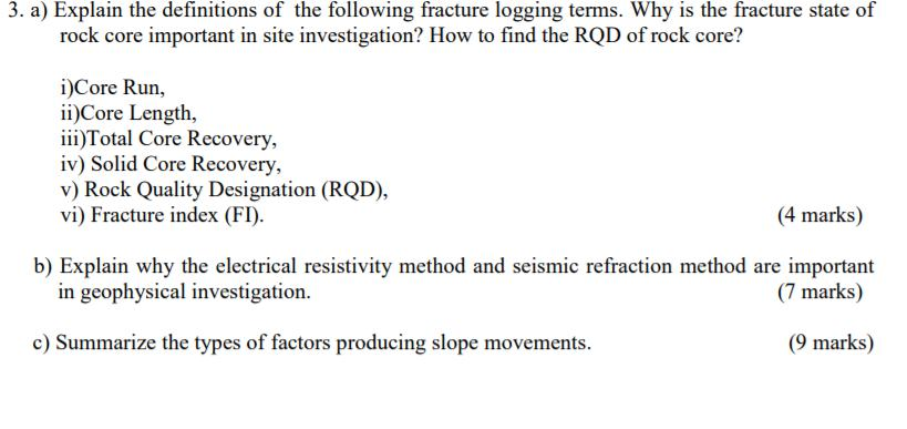 Solved 3. a) Explain the definitions of the following | Chegg.com