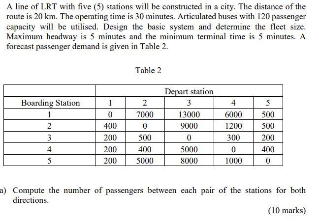A line of LRT with five (5) stations will be | Chegg.com