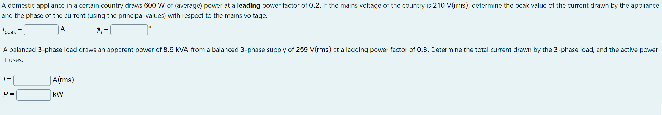 Solved and the phase of the current (using the principal | Chegg.com