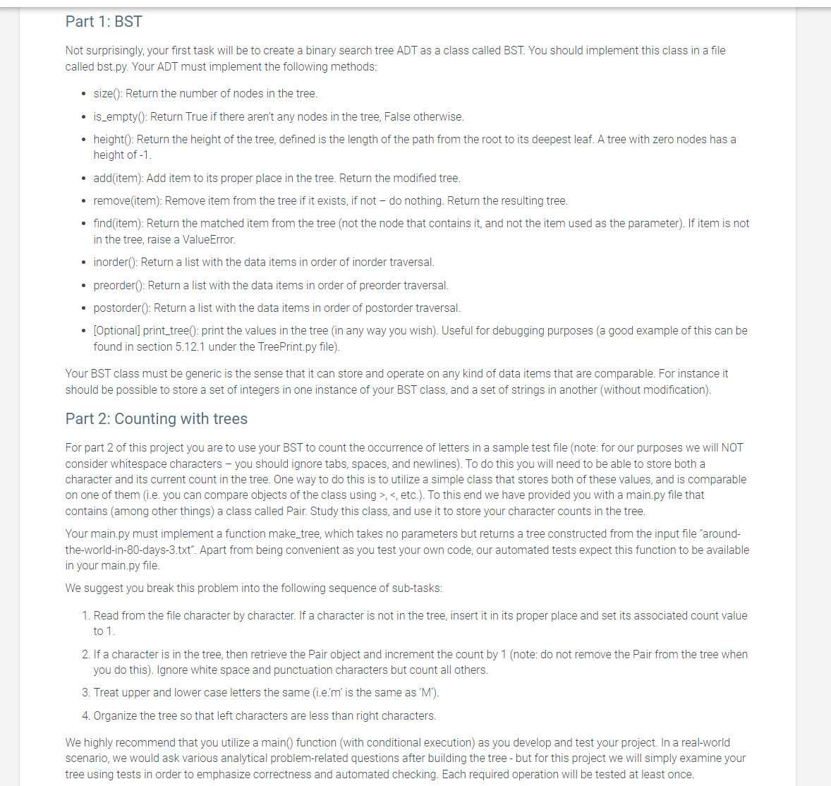 Solved def inorder(self) → List [Pair]: " " " Performs an | Chegg.com