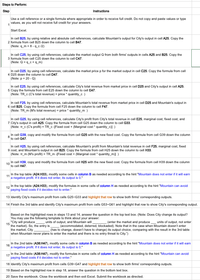 Steps to Perform: Step Instructions Use a cell | Chegg.com