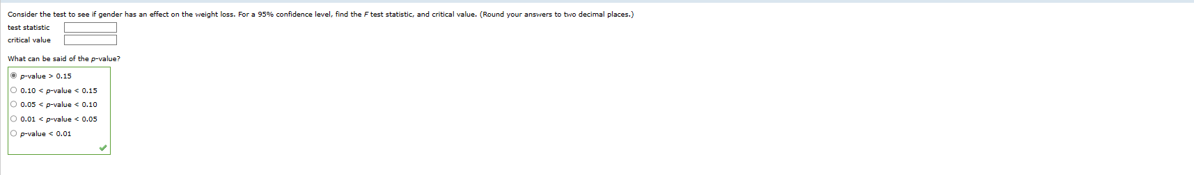 Solved Parameter Estimatestest Statistic Critical Value What