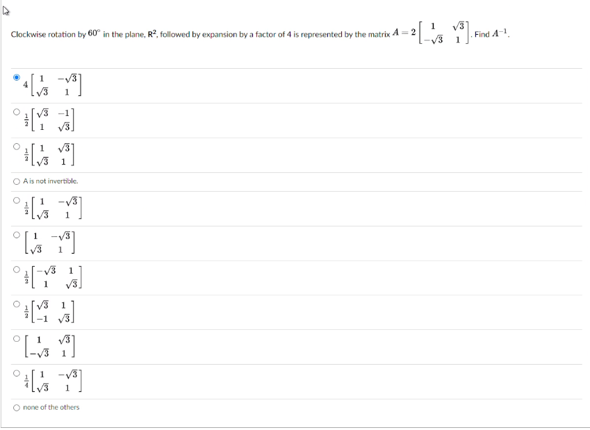 Solved Clockwise rotation by 60 in the plane, R2, followed | Chegg.com