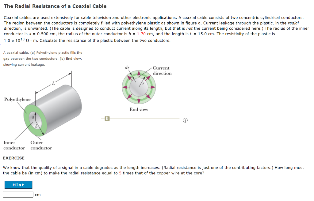 Solved The Radial Resistance of a Coaxial Cable Coaxial | Chegg.com