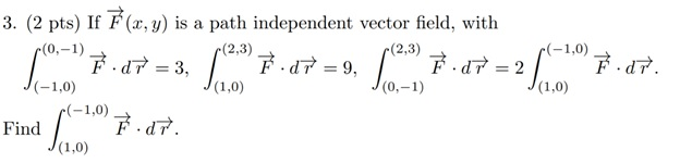 Solved 3. (2 pts) If F(x,y) is a path independent vector | Chegg.com