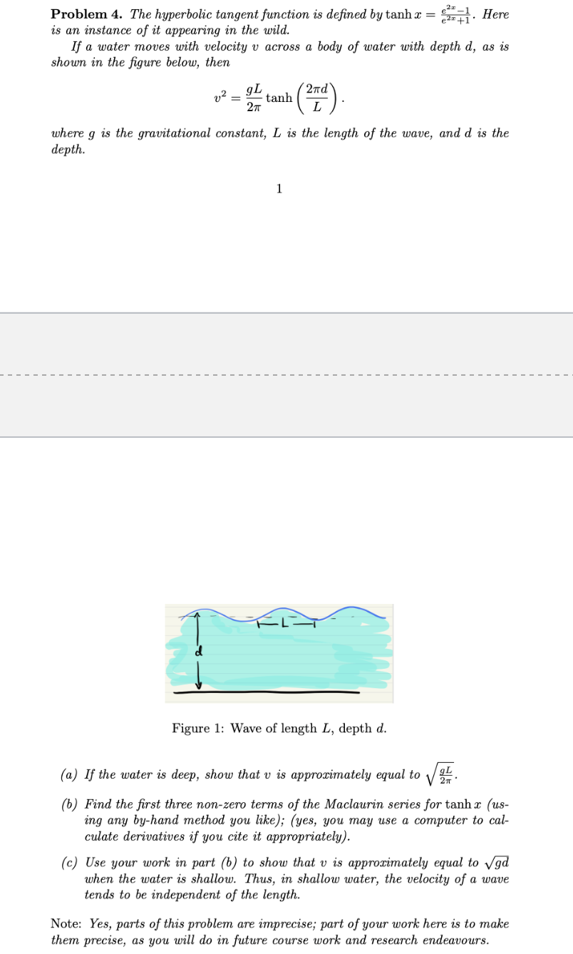 Solved Problem 4. ﻿The hyperbolic tangent function is | Chegg.com