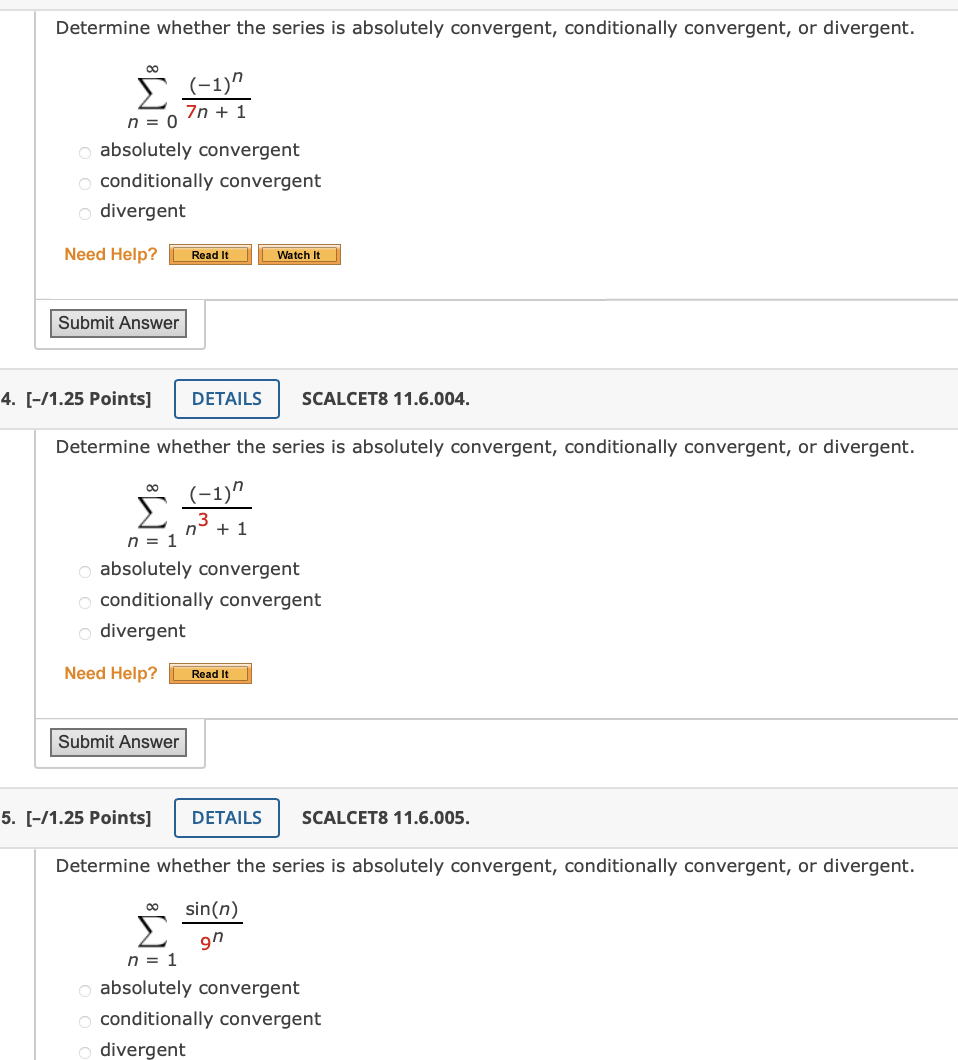 Solved Determine whether the series is absolutely | Chegg.com