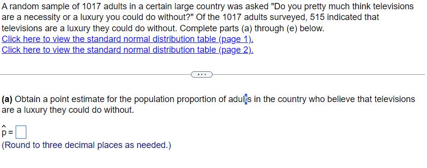 Solved A random sample of 1017 adults in a certain large | Chegg.com