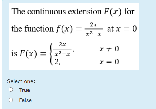 Solved The continuous extension F(x) ﻿forthe function | Chegg.com