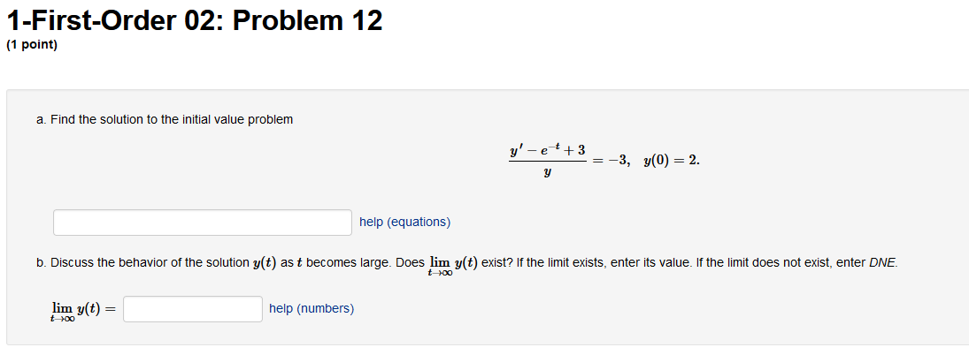 Solved 1 First Order 02 Problem 12 1 Point A Find The