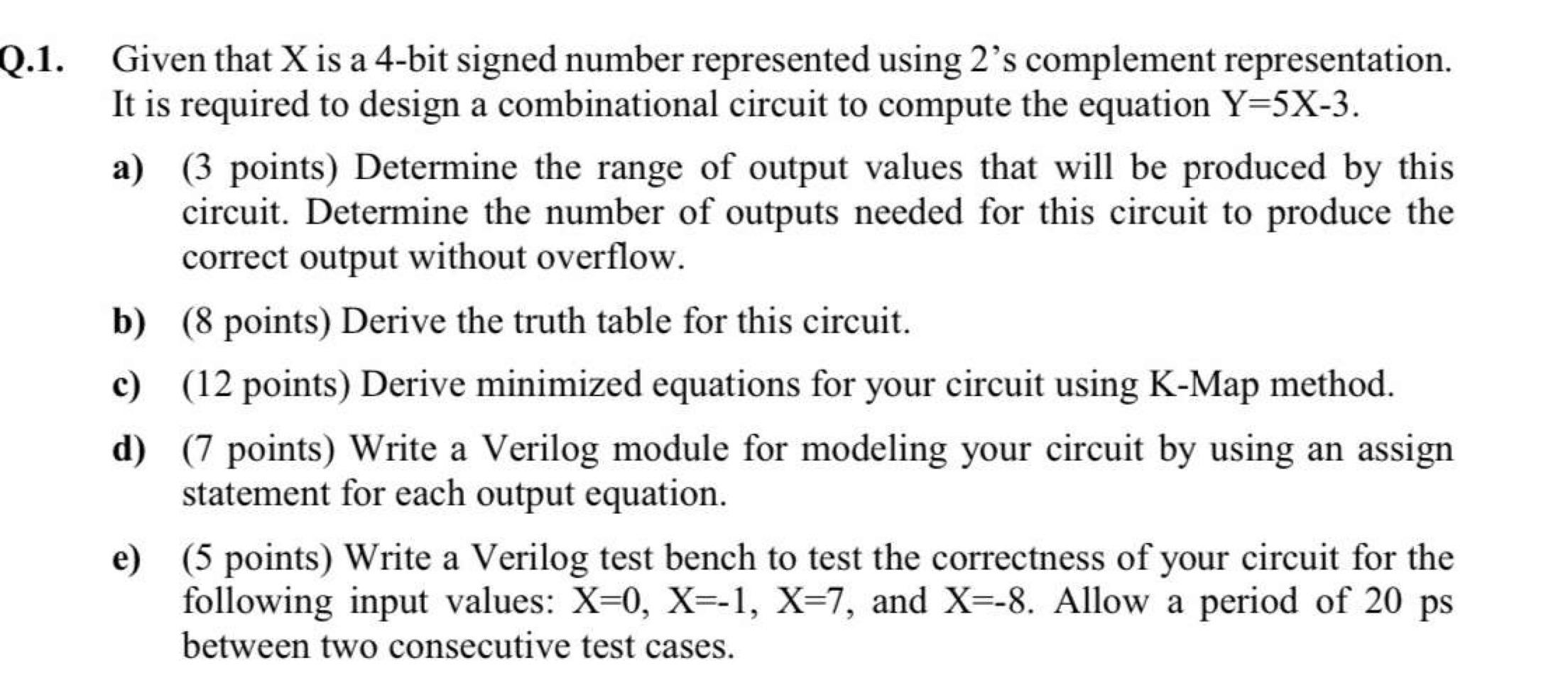 Q.1. Given that X is a 4-bit signed number | Chegg.com