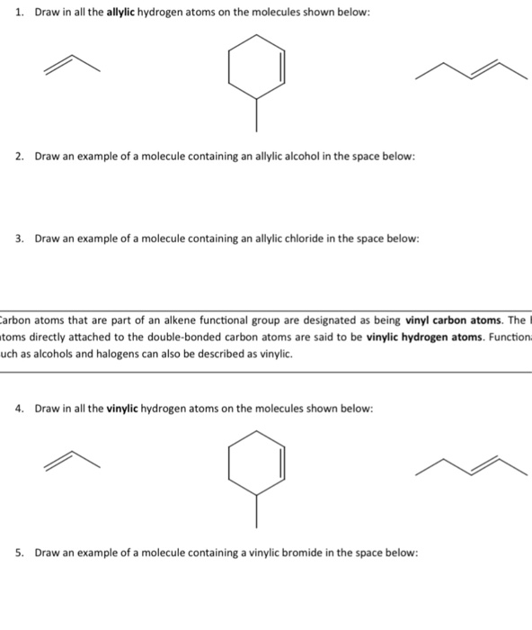 Solved 1. Draw in all the allylic hydrogen atoms on the | Chegg.com