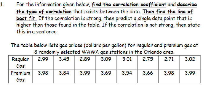 For the information given below, find the correlation | Chegg.com