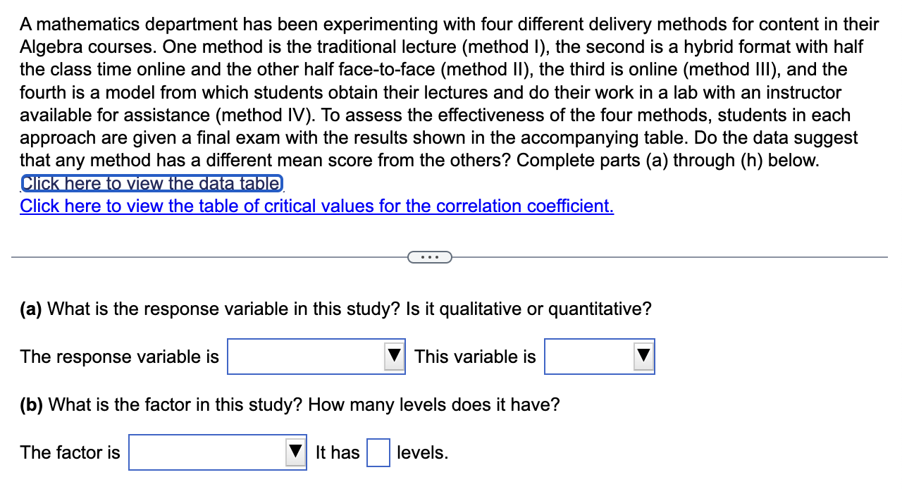 Solved A mathematics department has been experimenting with | Chegg.com