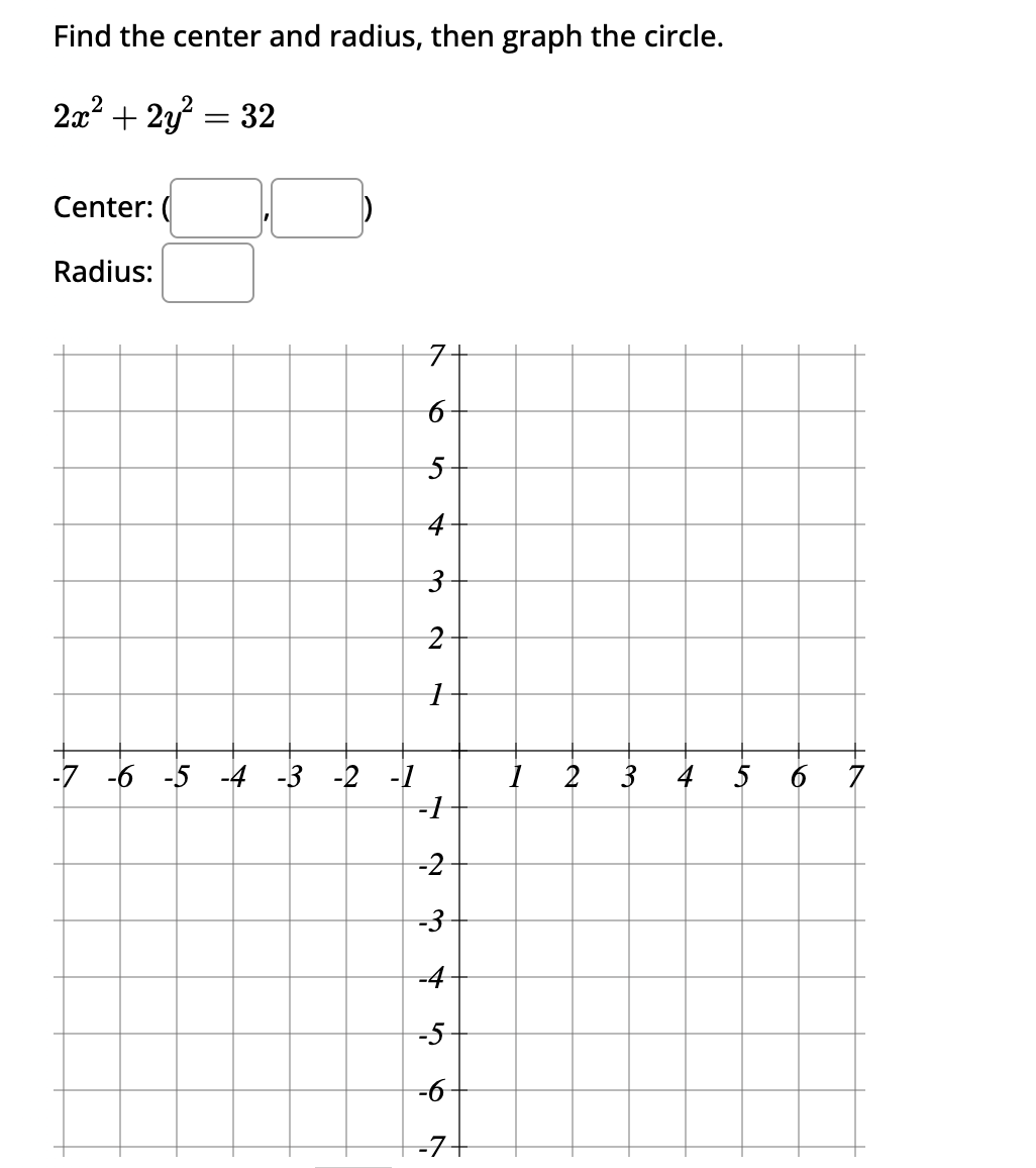 Solved #10.) ﻿Find the center and radius, then graph the | Chegg.com