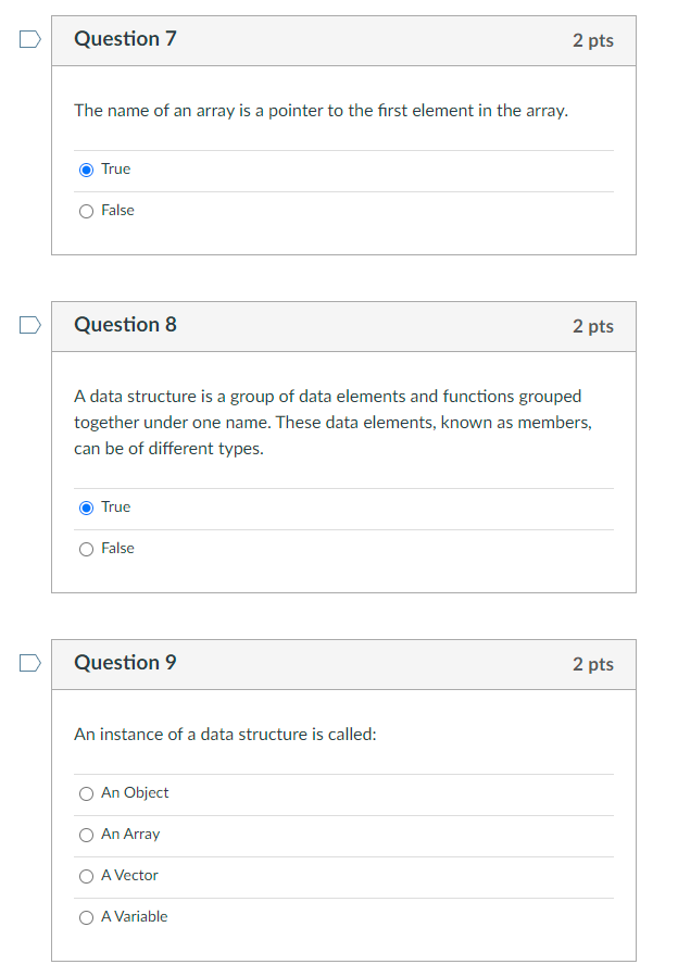 Solved Question 7The name of an array is a pointer to the | Chegg.com