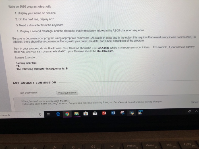 Solved Write an 8086 program which will 1. Display your name | Chegg.com