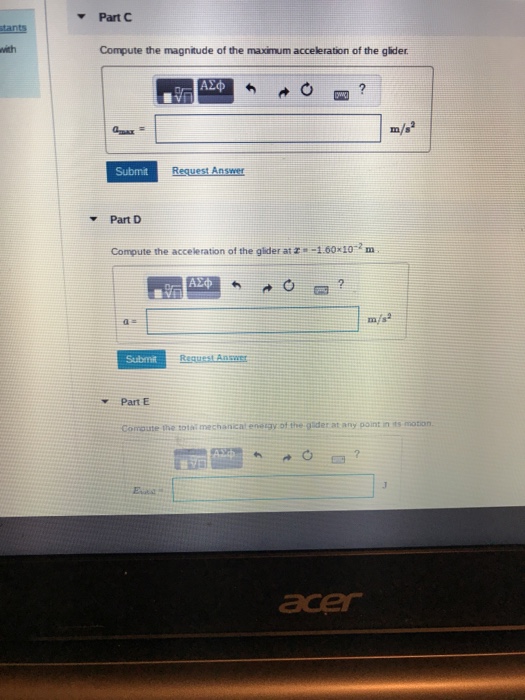 Solved (Chapter 11 Item 9 Constants A 0.580 kg glider on an | Chegg.com