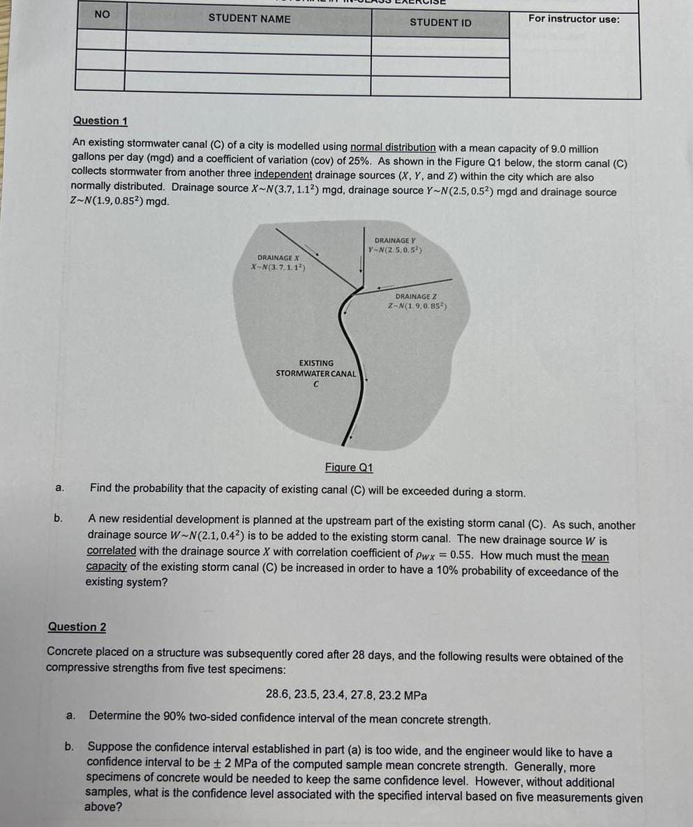 Question 1 An existing stormwater canal (C) of a city | Chegg.com