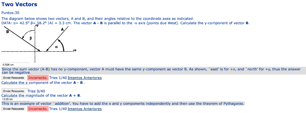 Solved Two Vectors Puntos:30 The diagram below shows two | Chegg.com