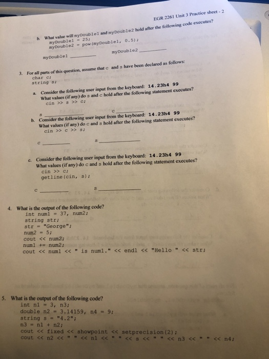 Solved EGR 2261 Unit 3 Practice sheet -2 b. What value will | Chegg.com