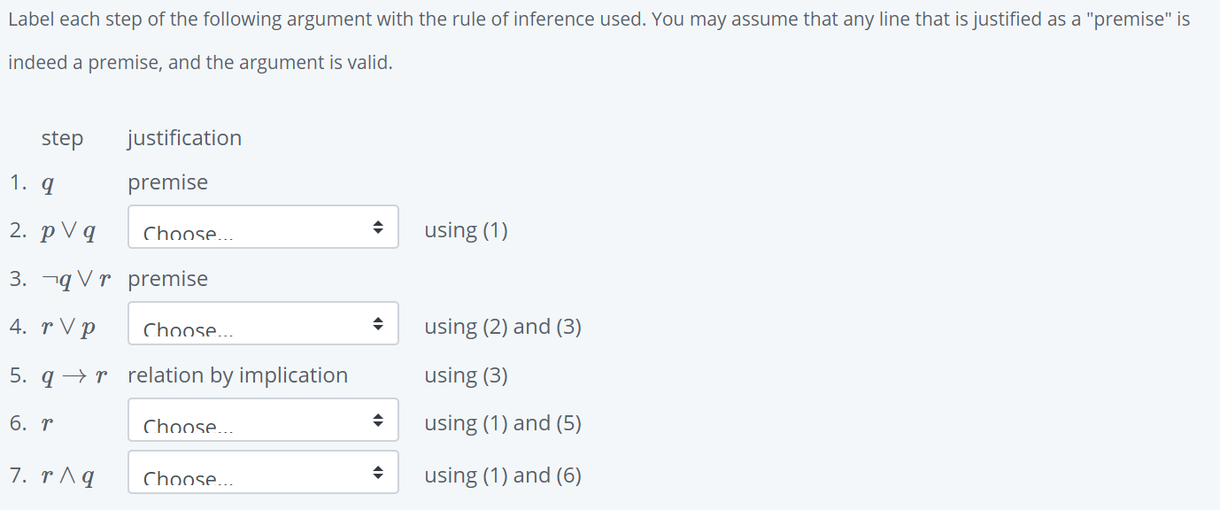 Solved Label each step of the following argument with the | Chegg.com