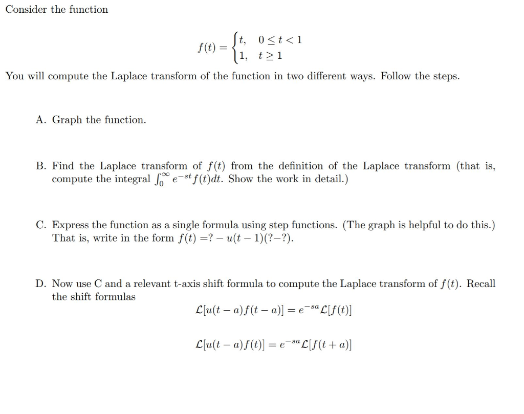 Solved Consider The Function 0 T1 F T 1 T 1 You Will