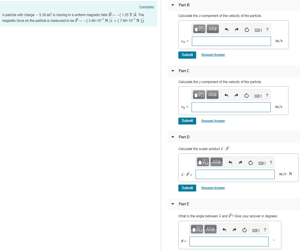 Solved Part B Constants A particle with charge 5.30 nC is | Chegg.com