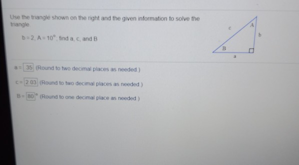 Solved Use the triangle shown on the right and the given | Chegg.com