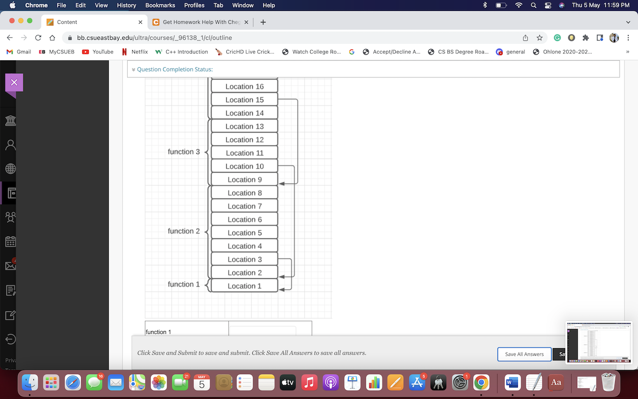 Dynamic Stack Take a look at Functions fun_a, | Chegg.com