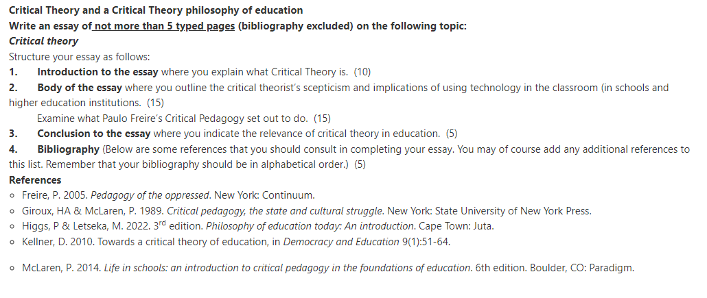 Solved Critical Theory and a Critical Theory philosophy of | Chegg.com