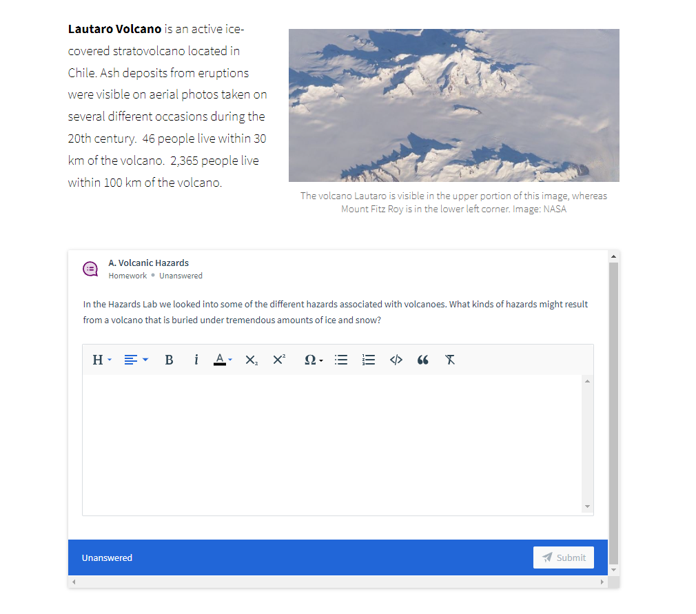 Solved Lautaro Volcano is an active ice- covered | Chegg.com