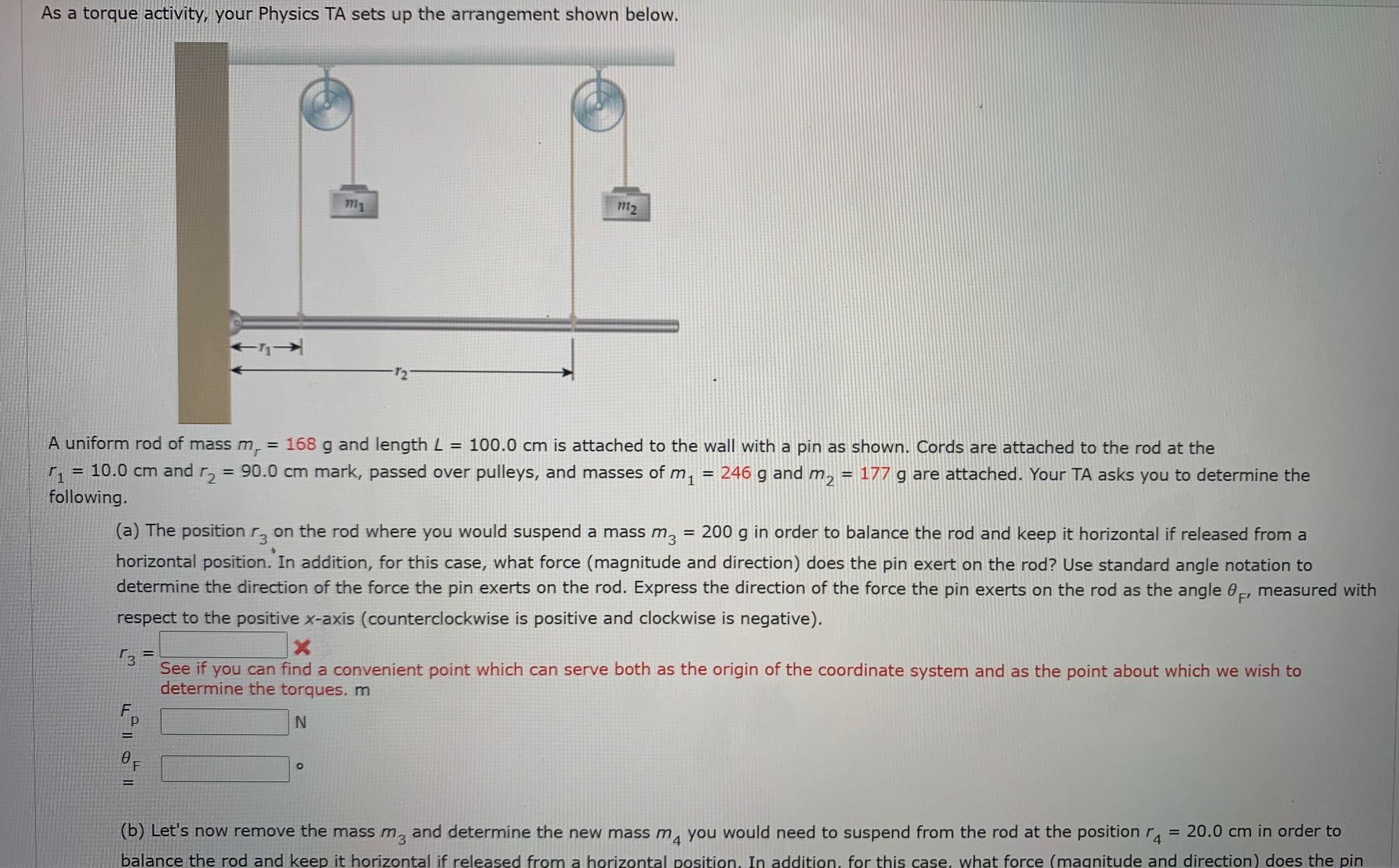Solved As a torque activity, your Physics TA sets up the | Chegg.com