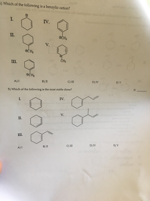 Solved Which of the following is a benzylic cation? IV eCH2 | Chegg.com