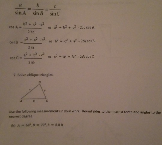 Solved sin A sin B sinC 2 bc cosc-*+ bor c2-a2+2 2ab cos C 2 | Chegg.com