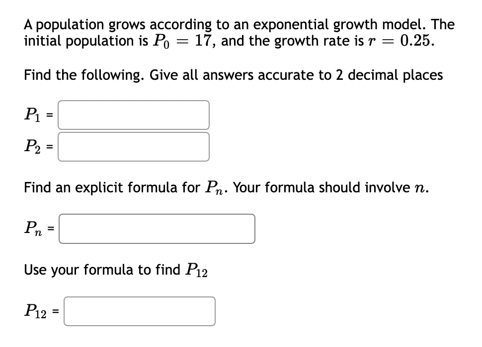 Solved A population grows according to an exponential growth | Chegg.com