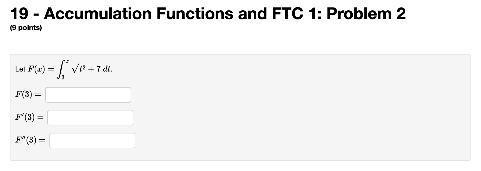 Solved 19 - Accumulation Functions and FTC 1: Problem 2 (9 | Chegg.com